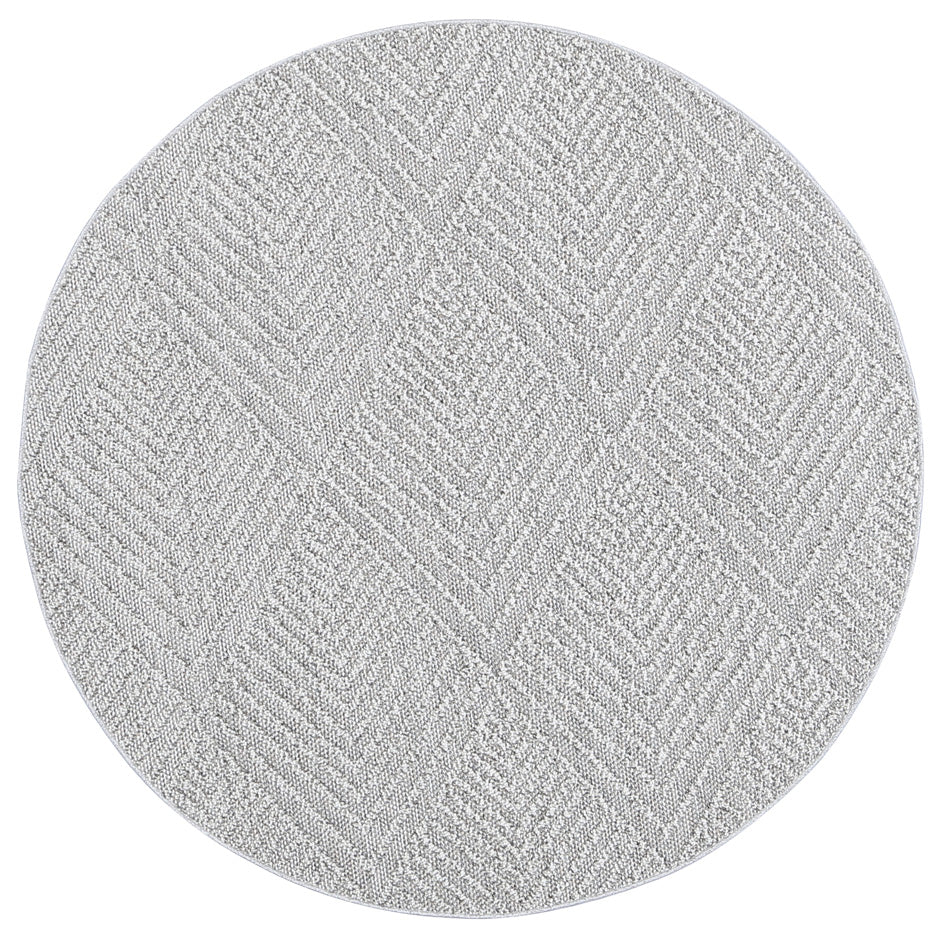 Vanuatu Kini Grey Geometric Round Flatweave Rug– Rug Deal