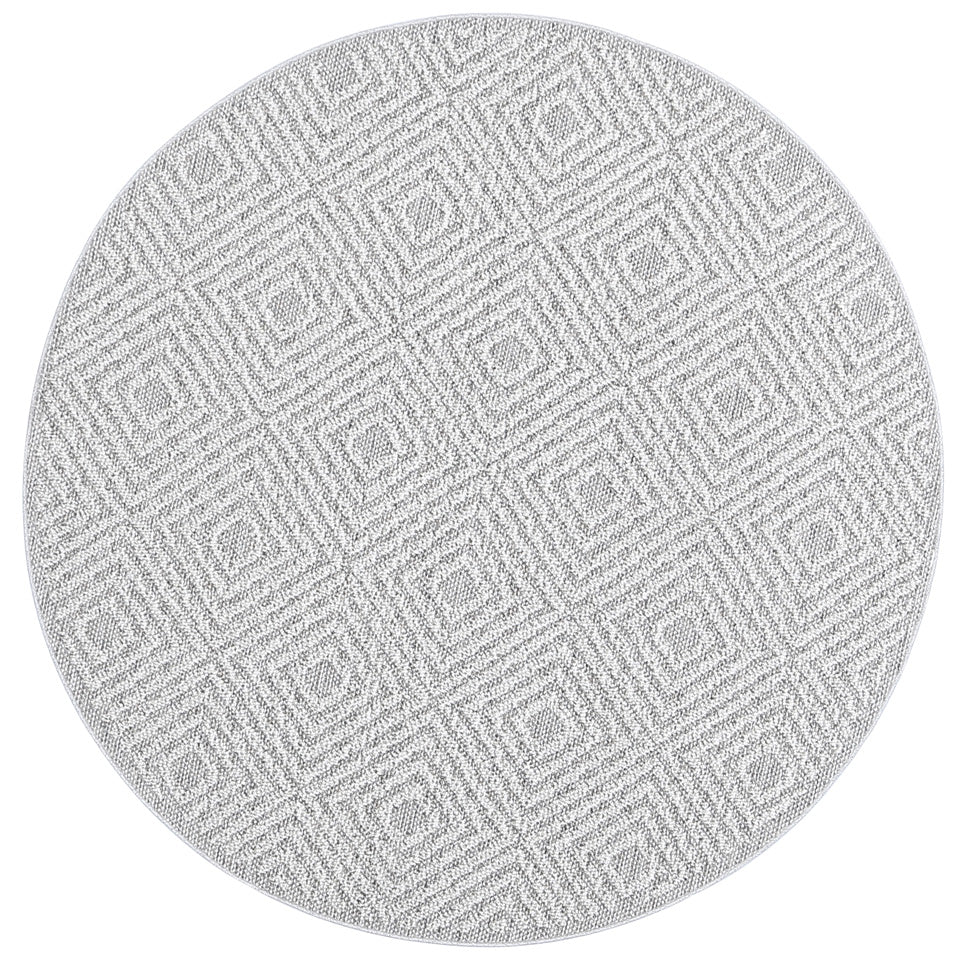 Vanuatu Walasi Ash Geometric Round Flatweave Rug– Rug Deal